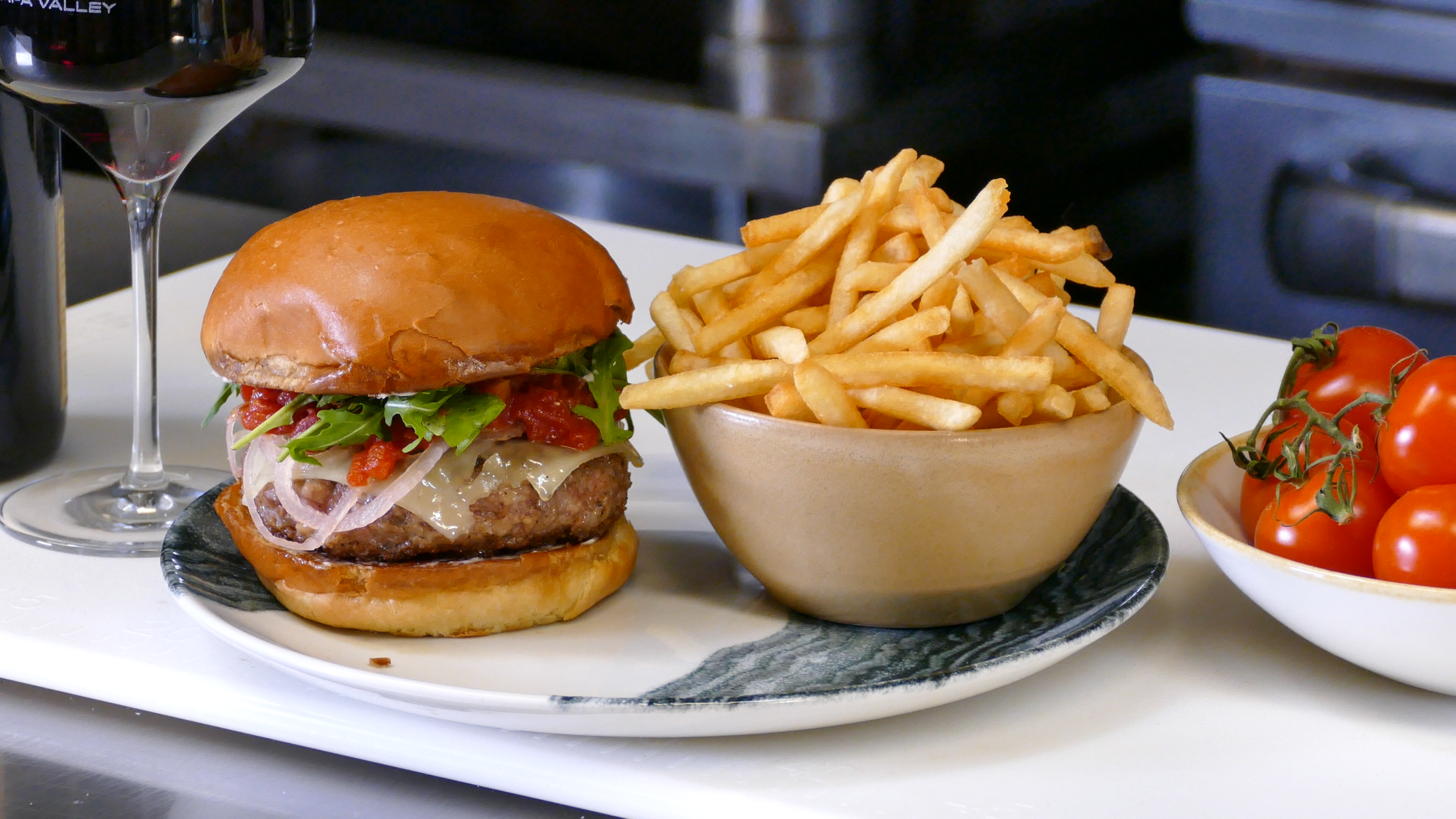 Duck Burger With Pickled Onions And Tomato Compote | V. Sattui Winery